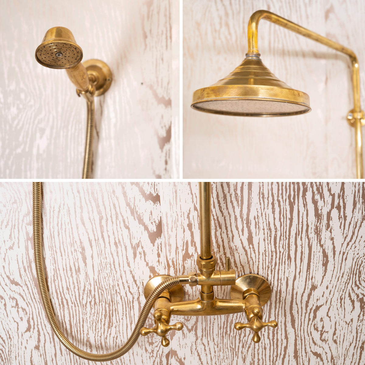 Unlacquered Brass Shower System - Brass Round Head | Zayian