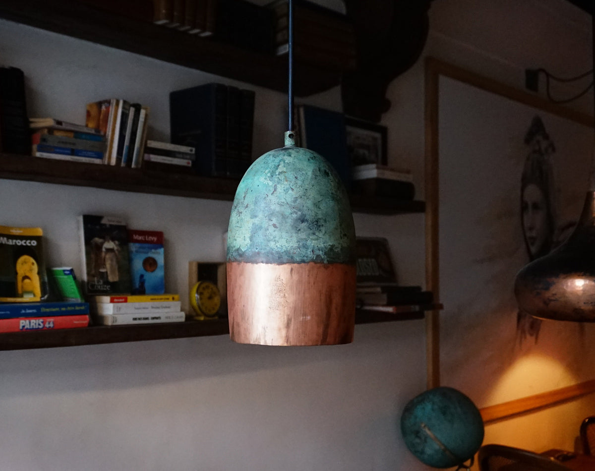 Oxidized Copper Farmhouse Light Fixture , Handmade Copper Ceiling Light ...